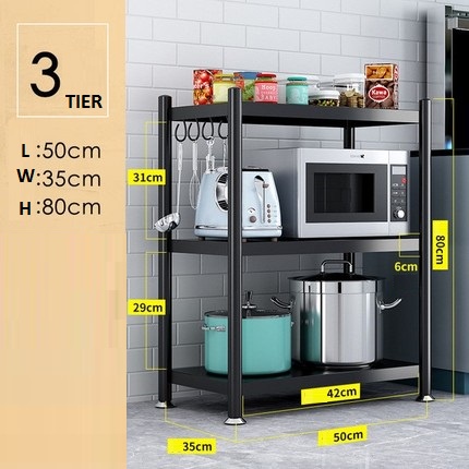 Kitchen Shelf Rack #3 #4 Tiers Stainless Steel ( Rak Dapur Besi ...