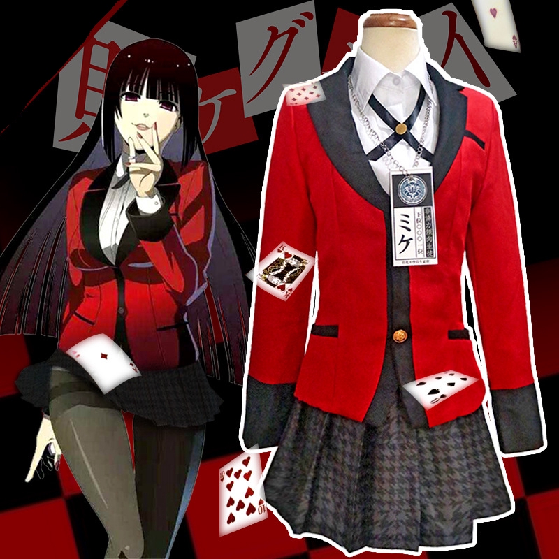 Full Set Anime Kakegurui Cosplay Costume Jumpsuit Jabami Yumeko School ...