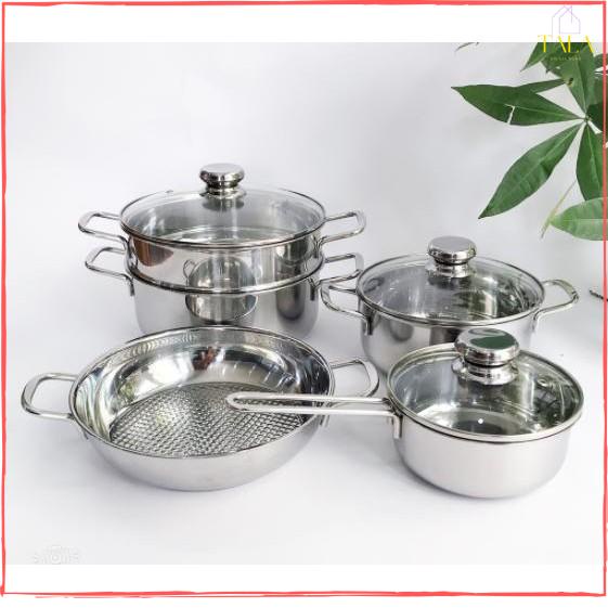 Fivestar 5-Piece Stainless Steel Pot Set with 3 Bottoms (Glass Lid ...