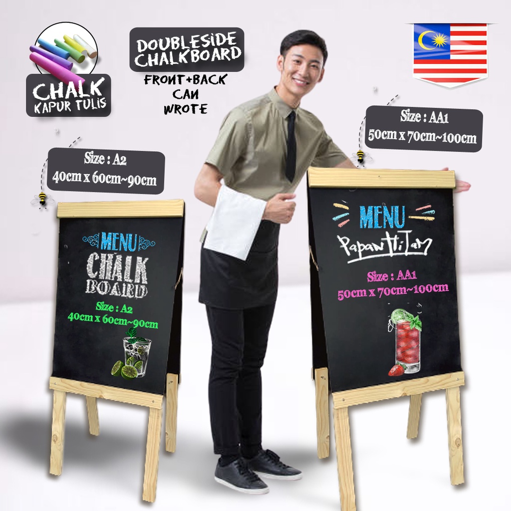 BIG MENU CHALKBOARD Blackboard Papan Hitam Bazaar Offfice Chalk Warung ...