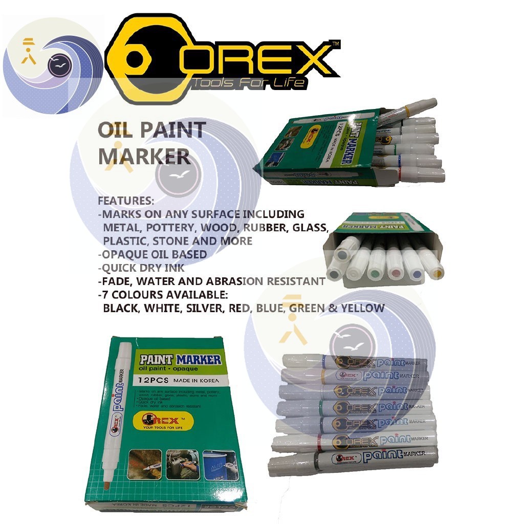 OREX Paint Marker OREX PAINT MARKER/OIL PAINT.OPAQUE (Red, Yellow ...