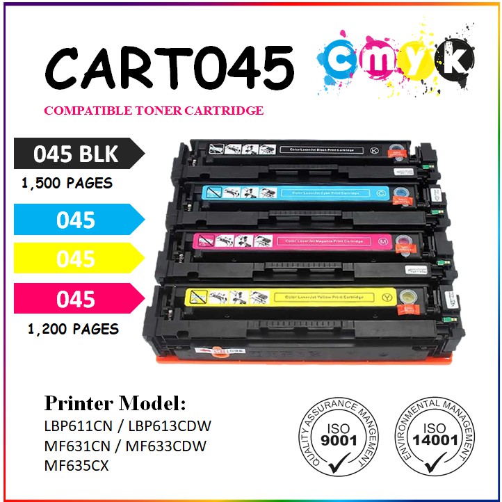 CANON Cartridge 045 / CRG045 CMYK ImageCLASS LBP611cn LBP613cdw MF631Cn MF633Cdw MF635Cx LBP ...