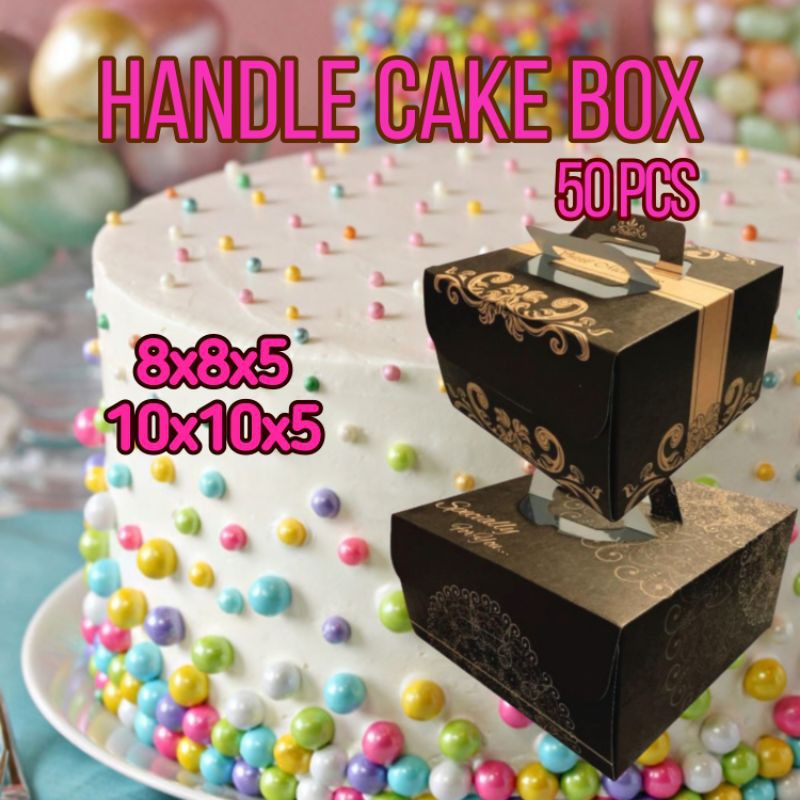Handle cake box with window (1 pack 50 pcs ) | Shopee Malaysia