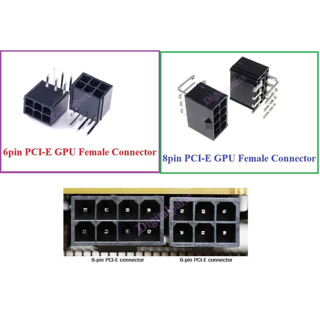6pin 8pin Female GPU Connector Power Jack for Graphic Card GPU PCI-e ...