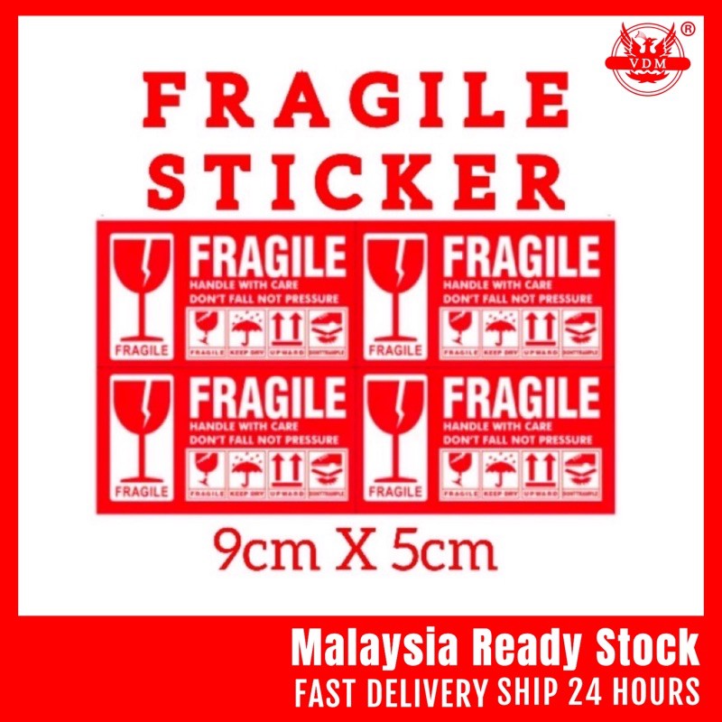 (VDM READY STOCK) Fragile Sticker (MINIMUM ORDER 10) Stiker Murah Mudah ...