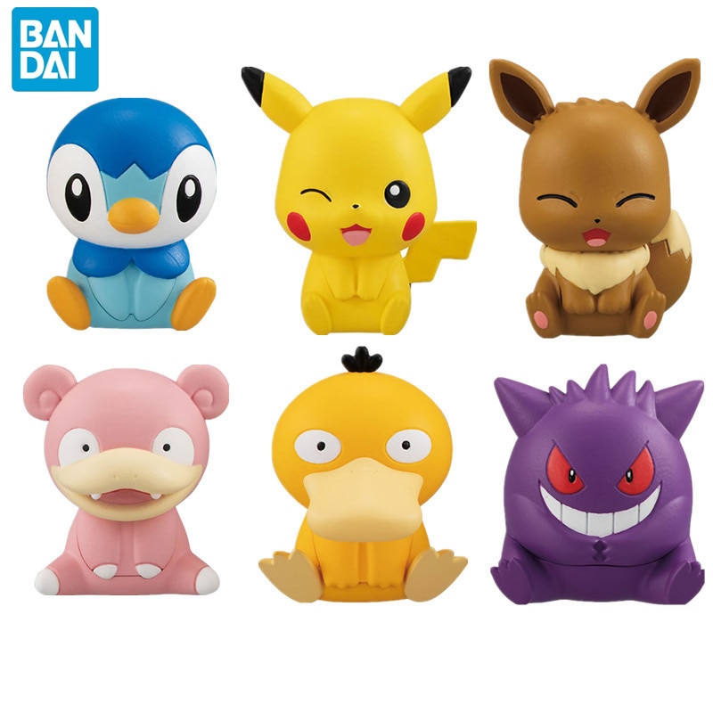 Bandai Pokemon Anime Gashapon Psyduck Gengar Slowpoke Eevee Model Doll ...