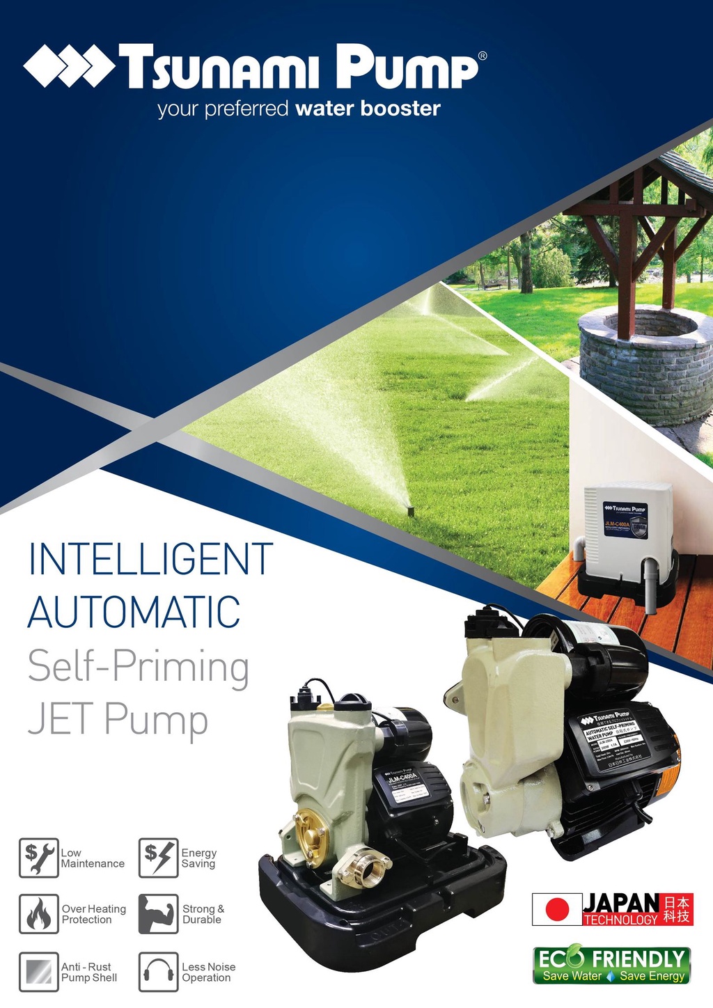Tsunami JLM-400A 400W Intelligent Automatic Self-Priming Jet Pump ...