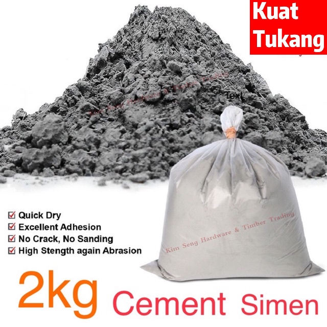 2KG Grey Cement / Simen Biasa for Concrete Wall, Touch Up DIY | Shopee ...