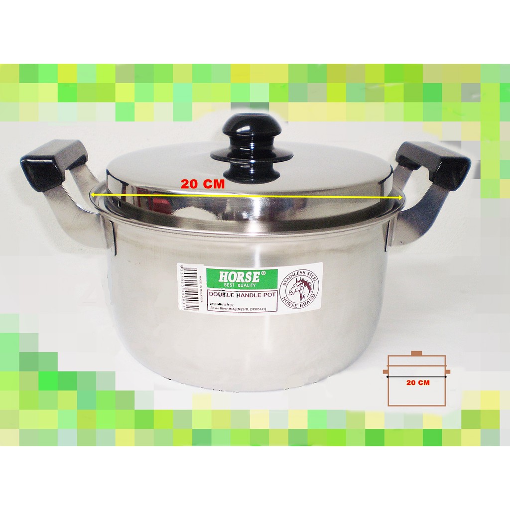 Stainless Steel Double Handle Pot - HORSE BRAND ( Periuk Keluli Tahan ...