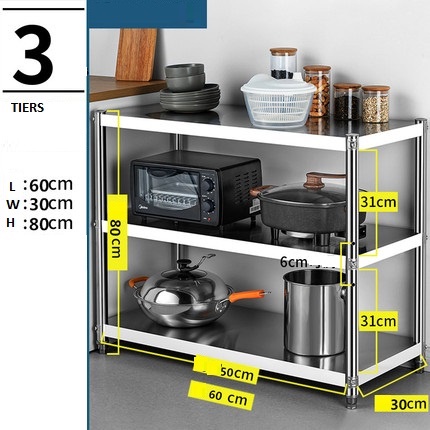 Kitchen Shelf Rack #3 #4 Tiers Stainless Steel ( Rak Dapur Besi ...