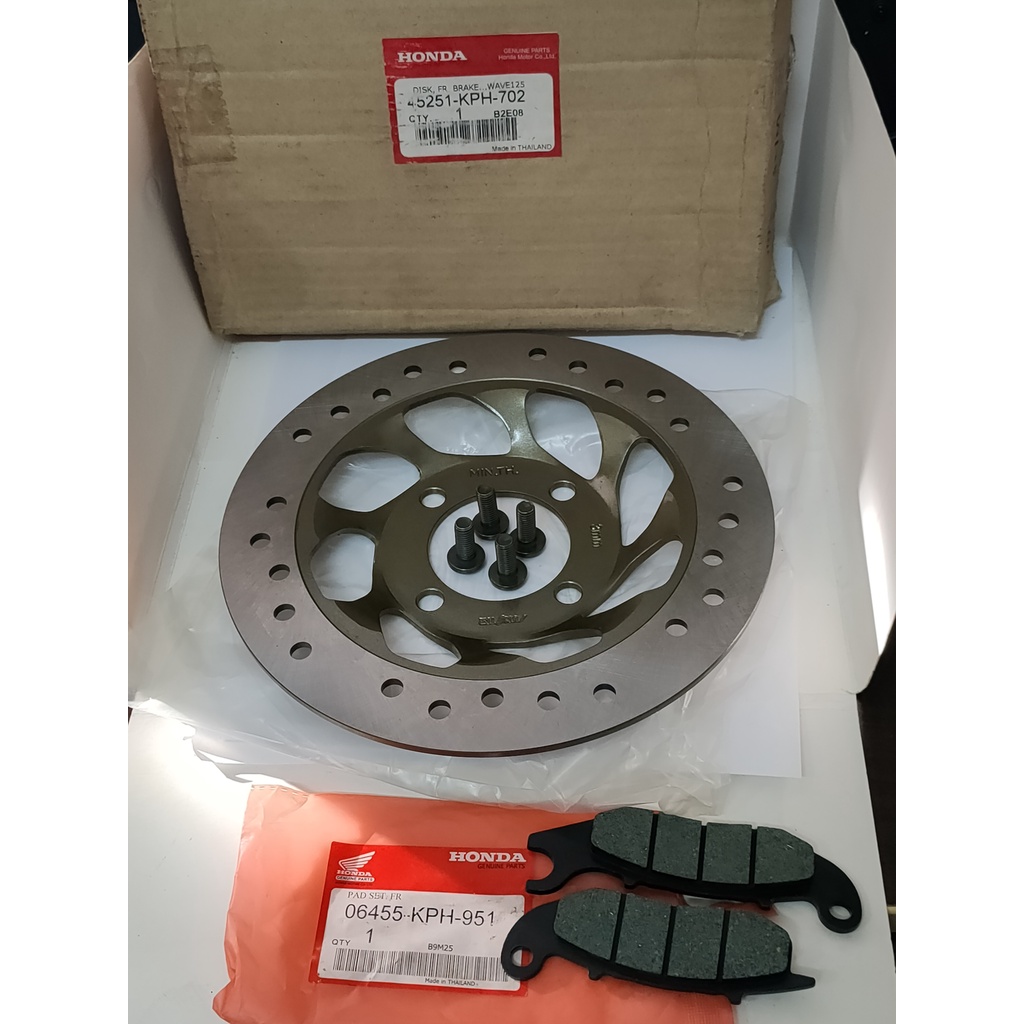 WAVE125 (100% ORIGINAL) (3 IN 1) FRONT DISC PLATE WITH DISC PAD & SCREW ...
