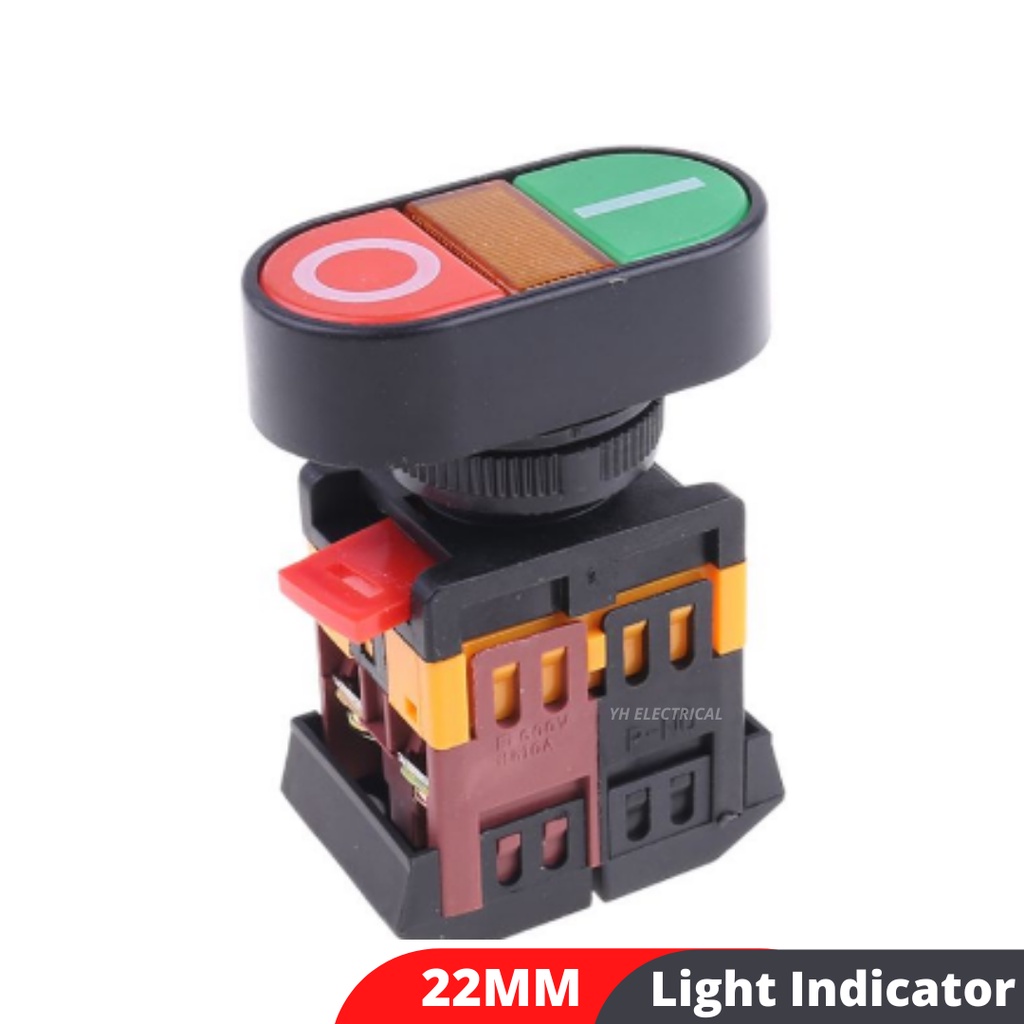 22MM Light Indicator Momentary Switch Red Green Power ON OFF Start Stop ...