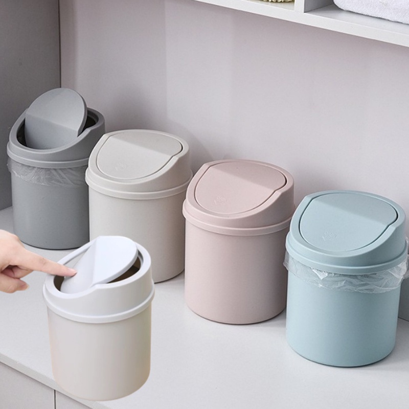 Mini Desktop Trash Can Home Office Table Garbage Basket Small Waste Bin ...