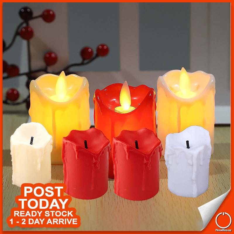 𝗥𝗢𝗠𝗔𝗡𝗧𝗜𝗖 LED Candle Light Flameless Electronic Lampu Lilin For Home ...