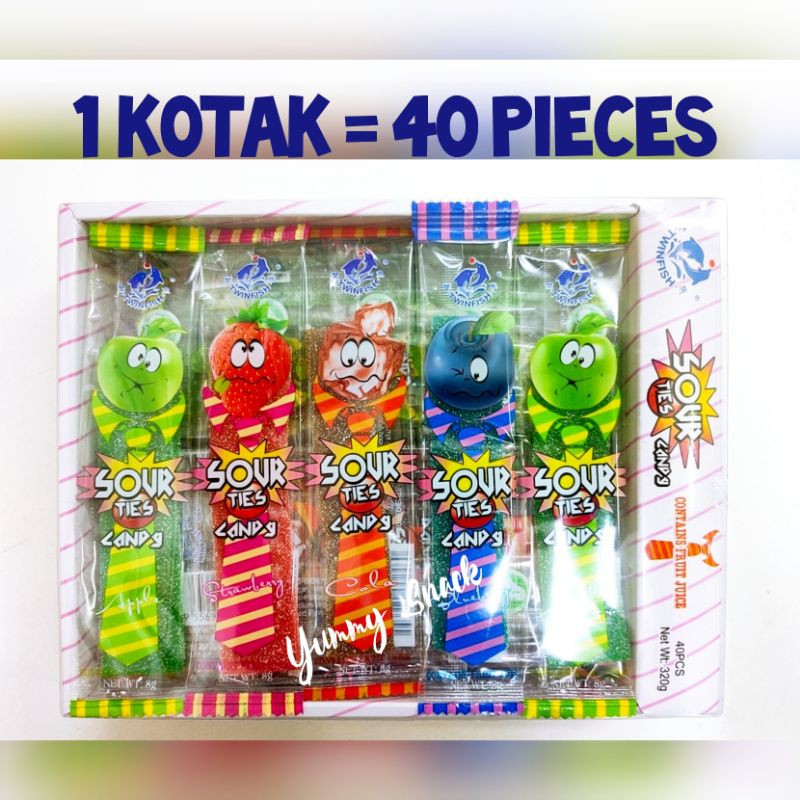 [Ready Stock] 40s Sour Ties Candy 4 Fruit Flavour Sour Belt Chewy Candy ...