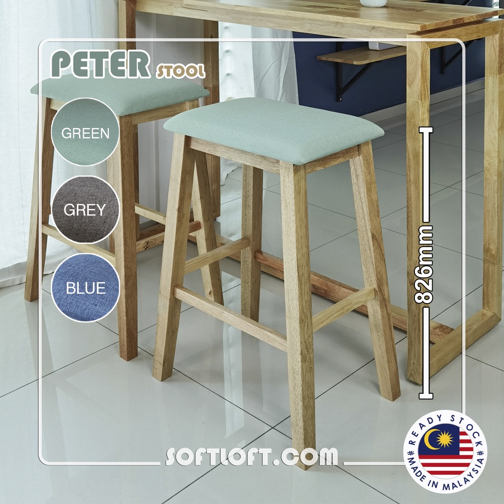 Peter Stool 82cm Solid Wooden Dining Saddle Bar Counter Bench High Tall ...