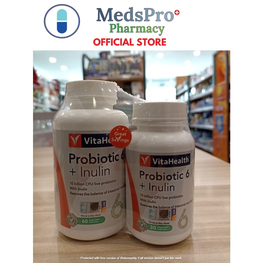 VITAHEALTH PROBIOTIC 6 + INULIN (60'S + 30'S) (EXP : 08/07/2023 ...