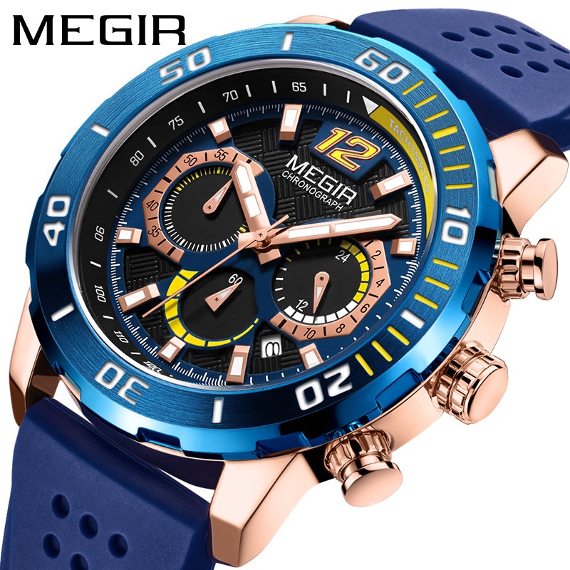 New Miguel megir watch men's fashion large dial time calendar silicone ...