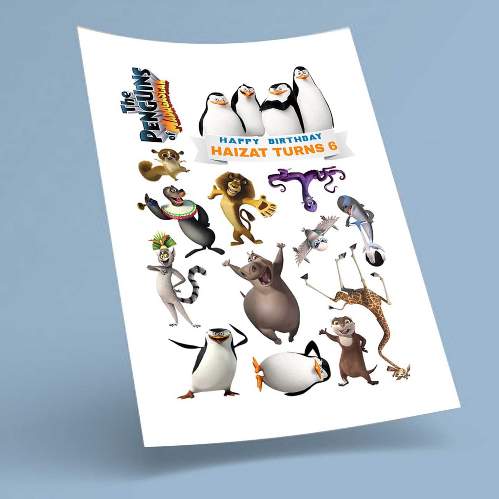 The penguins of madagascar CUSTOM NAME & AGE [JPEG FORMAT/FILE] [CAKE ...