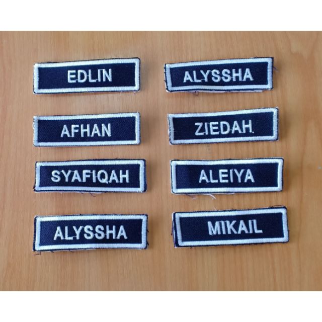 Name tag Sulam, Tag nama sekolah, Tag nama budak, Sulam Nama | Shopee ...