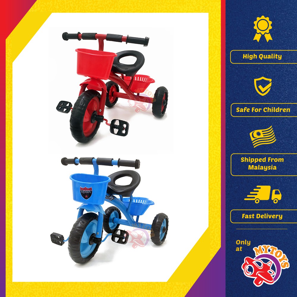 Kids 3-Wheel Mini Tricycle with Basket / Baby Bicycle Ride On Toys for ...