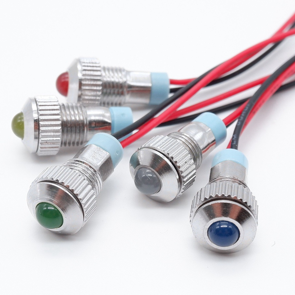 Metal Indicator Lights 8mm with Wire 12V 24V 220v Indication Signal ...