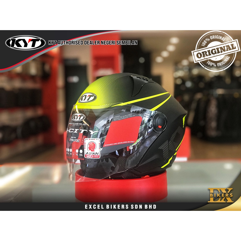 KYT HELMET D-CITY COLORFUL MATT YELLOW /OPEN FACE HELMET / MOTORCYCLE ...