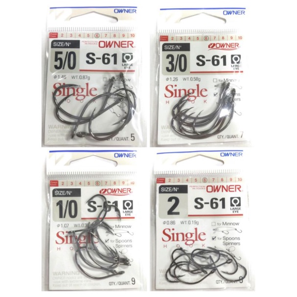 🇲🇾 OWNER S-61 SINGLE HOOK FOR SPOONS SPINNERS # HOT ITEM READY STOK 🔥 ...