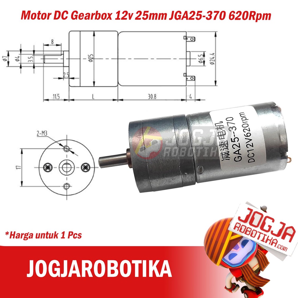 Dc Motor Gearbox 12v 25mm JGA25-370 620Rpm | Shopee Malaysia