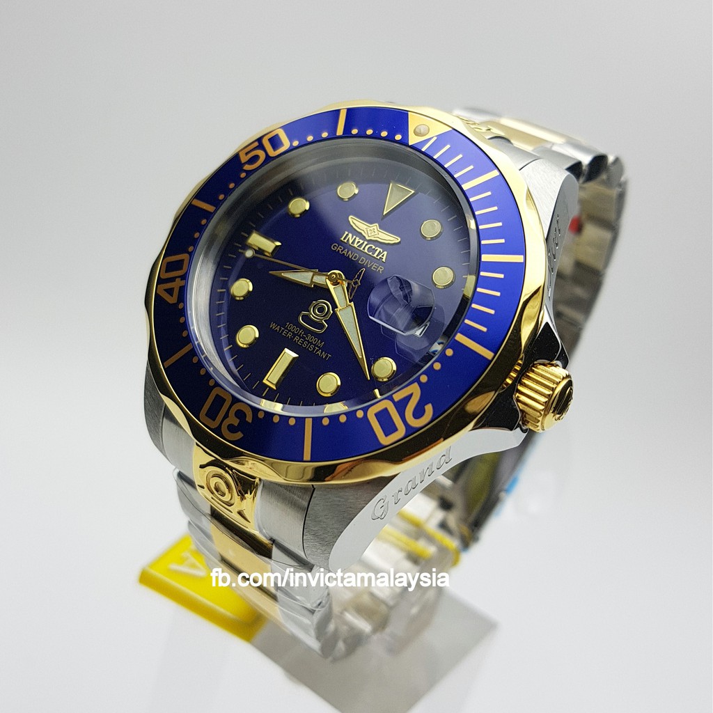Invicta Grand Diver 300m Blue Gold Two Tone Automatic Original | Shopee ...