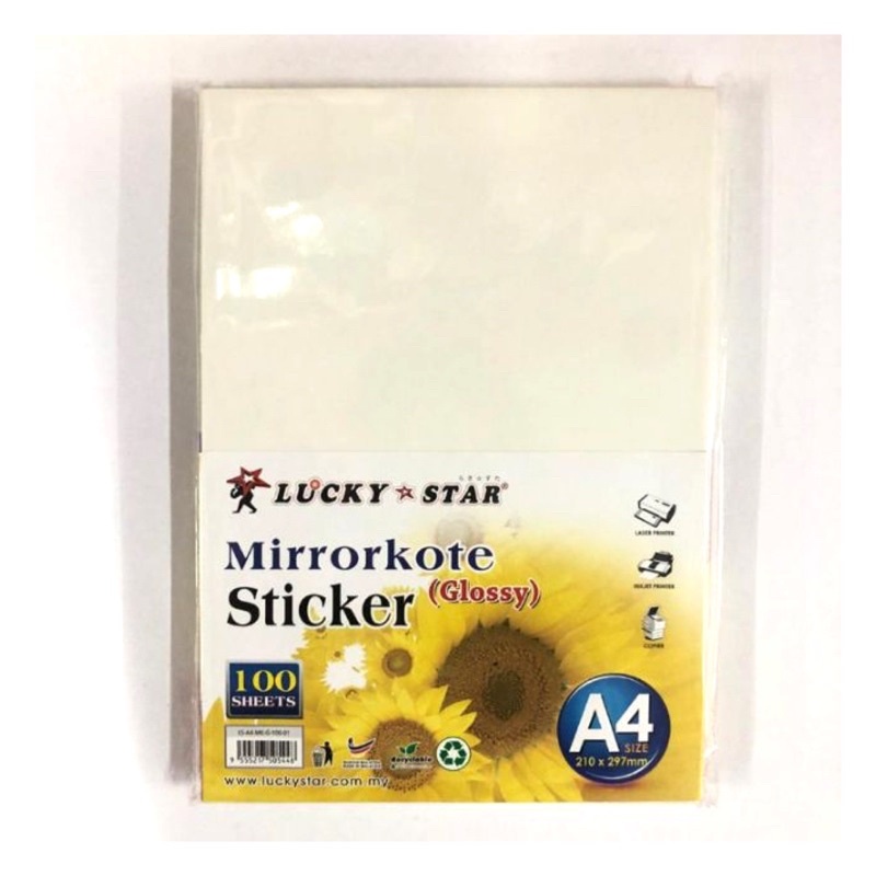 Lucky Star A4 Label Sticker (100 Sheets) (Simili [matt]/ Mirrorkote ...