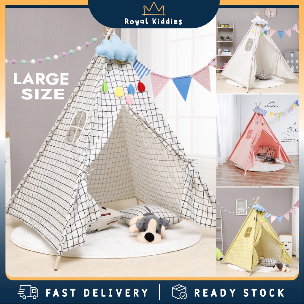 Triangle Tent Baby Portable Canva Tipi Kid Play Tent Little Play House ...
