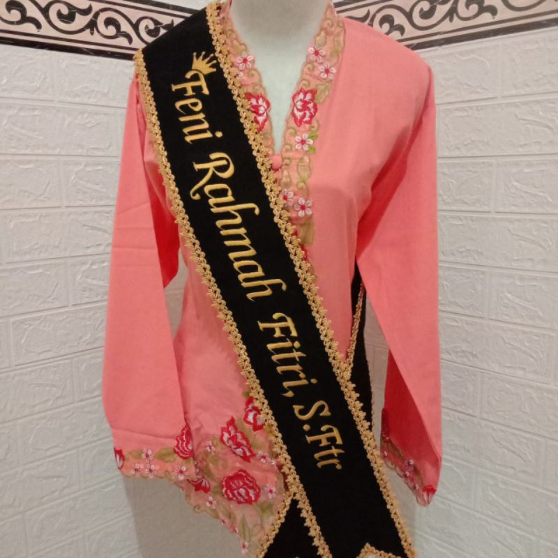 Velvet graduation sash with lace list with everyday lining, free crown ...