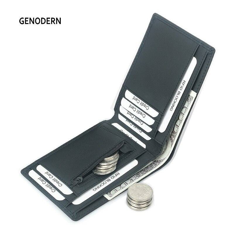 New Men's Genuine Leather Wallet RFID Zipper Multi Card Slot Top ...