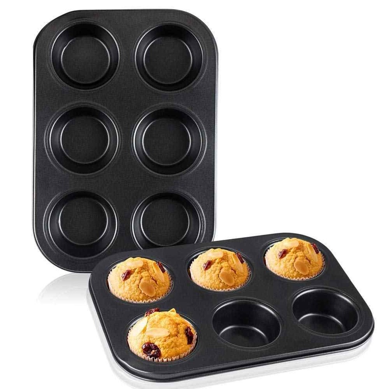 Black Colour Bakeware Cake Mould 6 Hole Non-Stick Mini Muffin Cookie ...