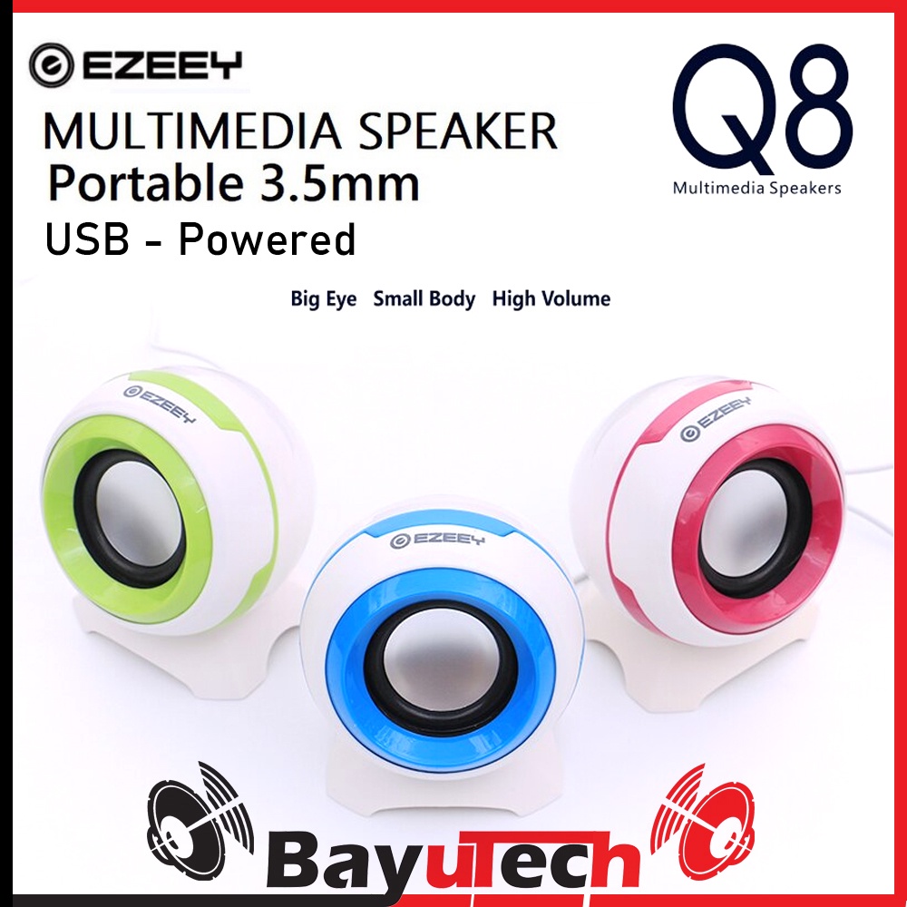 EZEEY Q8 / A1 USB 2.0 Powered Stereo Speaker System - Small Size - with Volume Control & 3.5 mm ...