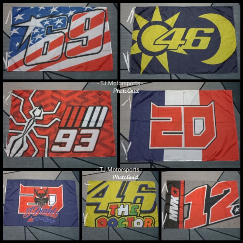 Bendera Flag Motogp Valentino Rossi 46 Pecco Maverick Vinales 25 Marc ...