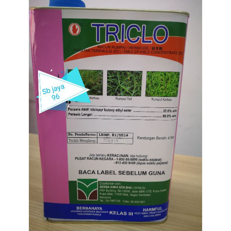 TRICLO 4L (TRICLOPYR BUTOXY ETHYL ESTER) | Shopee Malaysia