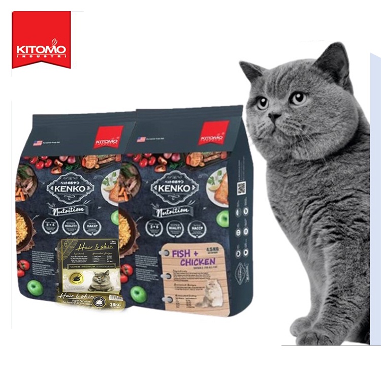 Kitomo Kenko Nutrition Fish & Chicken / Hair & Skin Cat Food / Dry Food ...