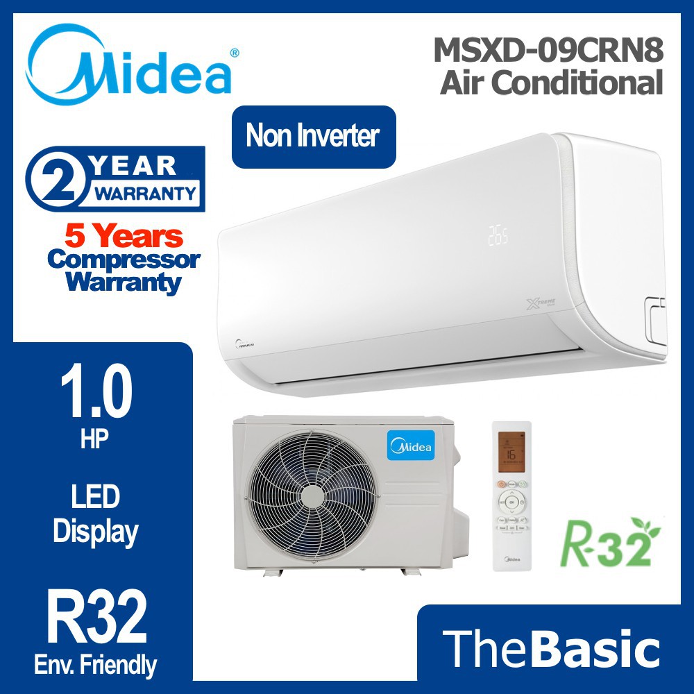 MIDEA AirCond 1HP- 2.5HP R32 Xtreme DURA Non Inverter Air Conditioner WiFi Ready (MSGD-09CRN8 ...