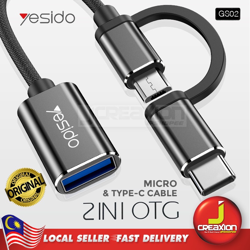 Yesido GS02 2 IN 1 OTG Adapter Type-C & Micro to USB Port | Shopee Malaysia