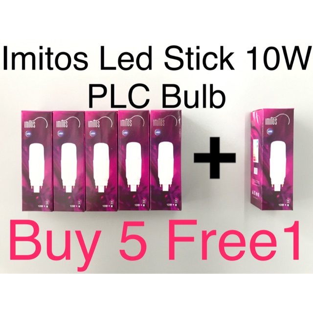 Imitos LED Stick Bulb 10W PLC - ( BUY 5 FREE 1 ) | Shopee Malaysia