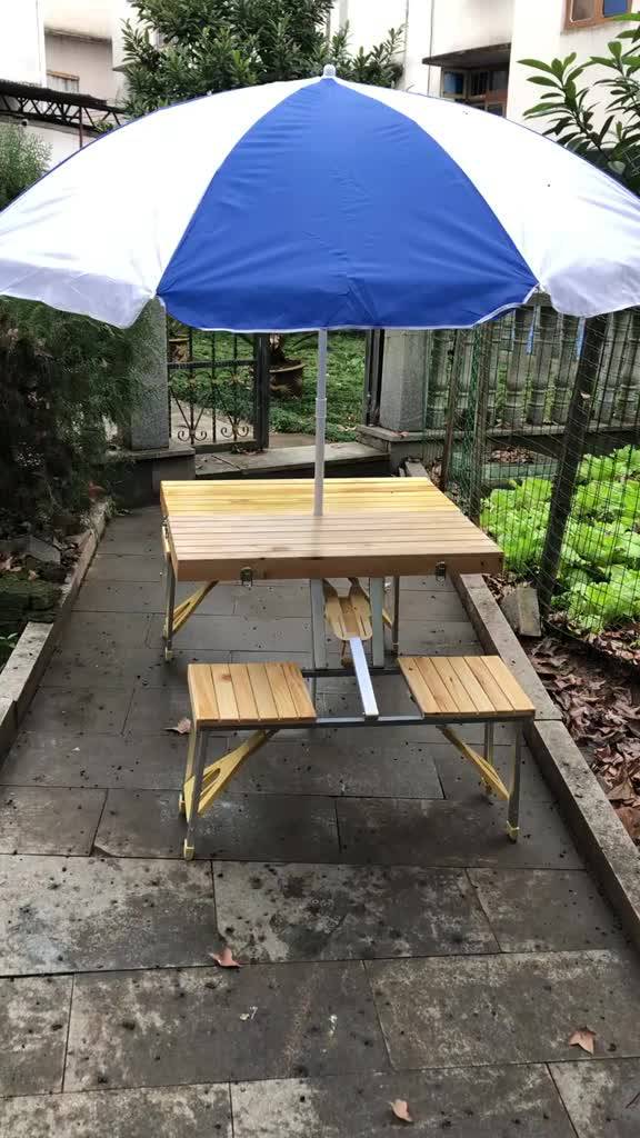 Wooden Foldable Picnic Table Meja Lipat Kayu With 4 Chairs Folding ...
