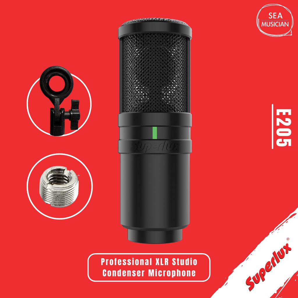 SUPERLUX E205 LARGE DIAPHRAGM CONDENSER ANALOG CARDIOID MICROPHONE RECORDING STUDIO VOCAL COLOUR ...