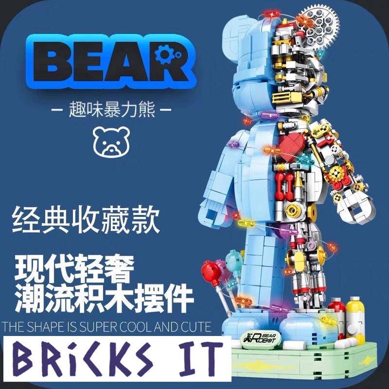 Bearbrick Blue x Mechanic with LED Lighting Model LQS 6302 | Shopee ...