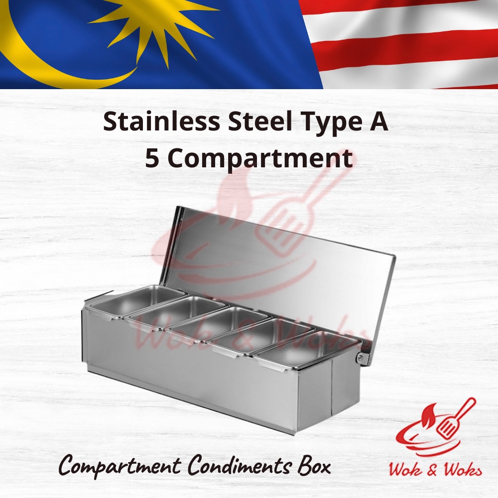 Stainless Steel Condiments Compartment Storage Box / Kotak Penyimpanan ...