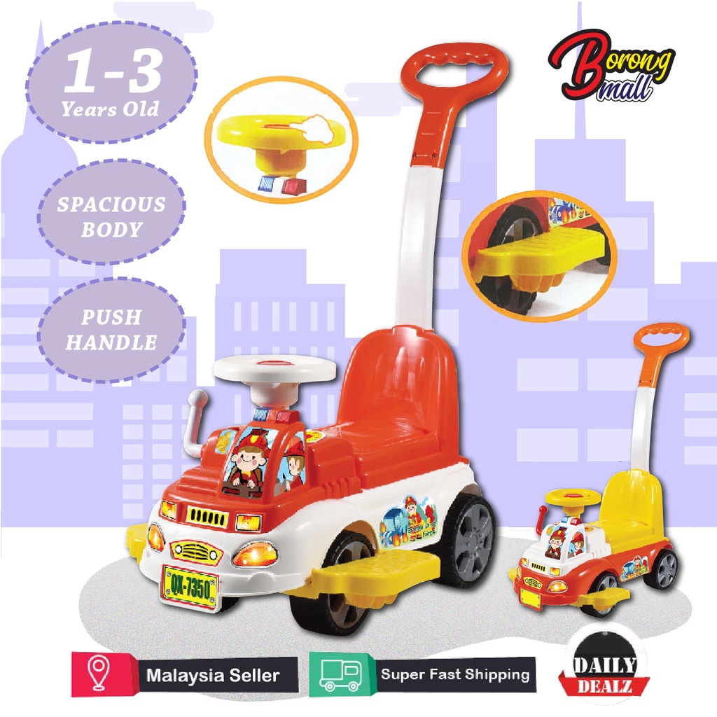 1-3 Years Old Kid Ride On Fire Truck Push Car Stroller / Mainan Lori ...