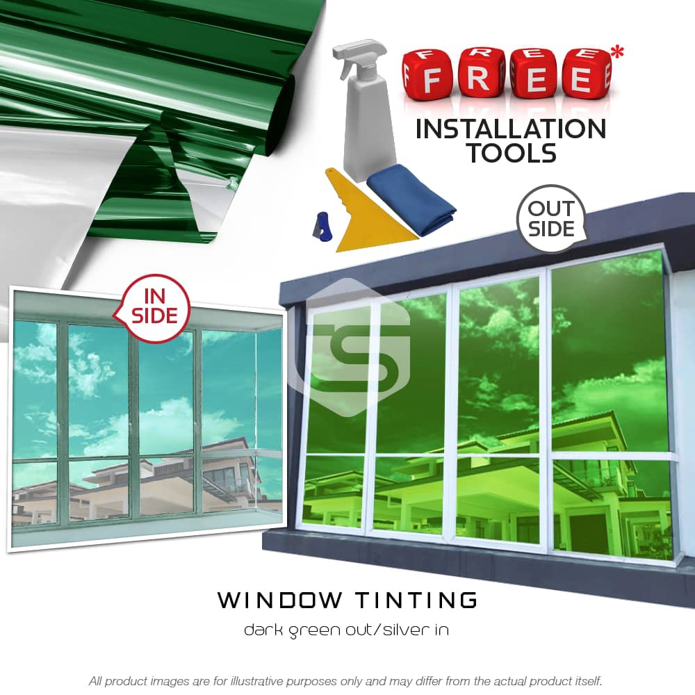 Building Window Solar Tinted Film/Dark-Green Outside Silver Inside ...
