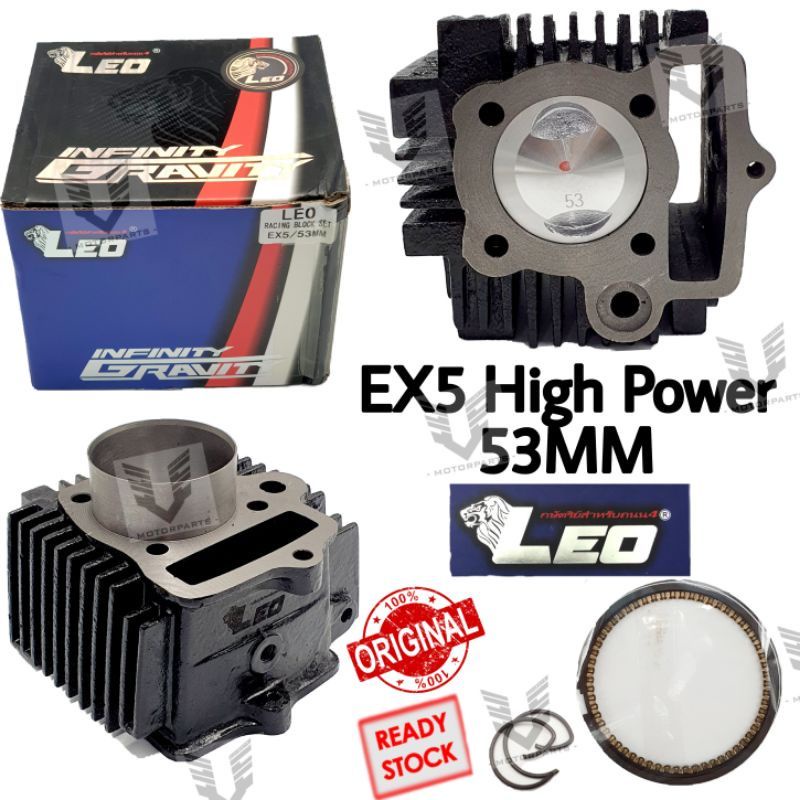 LEO EX5 HIGH POWER 53MM RACING BLOCK + PISTON SET EX5 HIPOWER 53MM ...