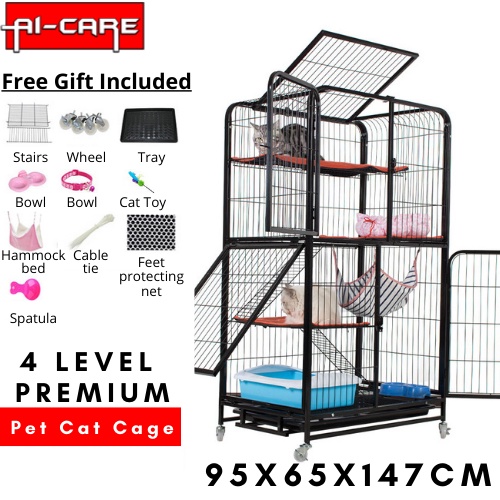 🔥 READY STOCK 🔥 4 LEVEL XL PET CAGE (95 X 65 X 150 CM) CAT CAGE SANGKAR ...